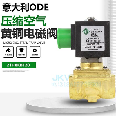 意大利ODE进口两通电磁阀螺纹 21H8KB120 空气水用常闭型 24V 12V