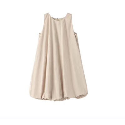 欧 优雅气质简约无袖梭织连衣裙-9SG5082480