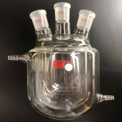 双层夹套反应器一体夹套反应釜三口玻璃反应瓶250-5000Yml具放料