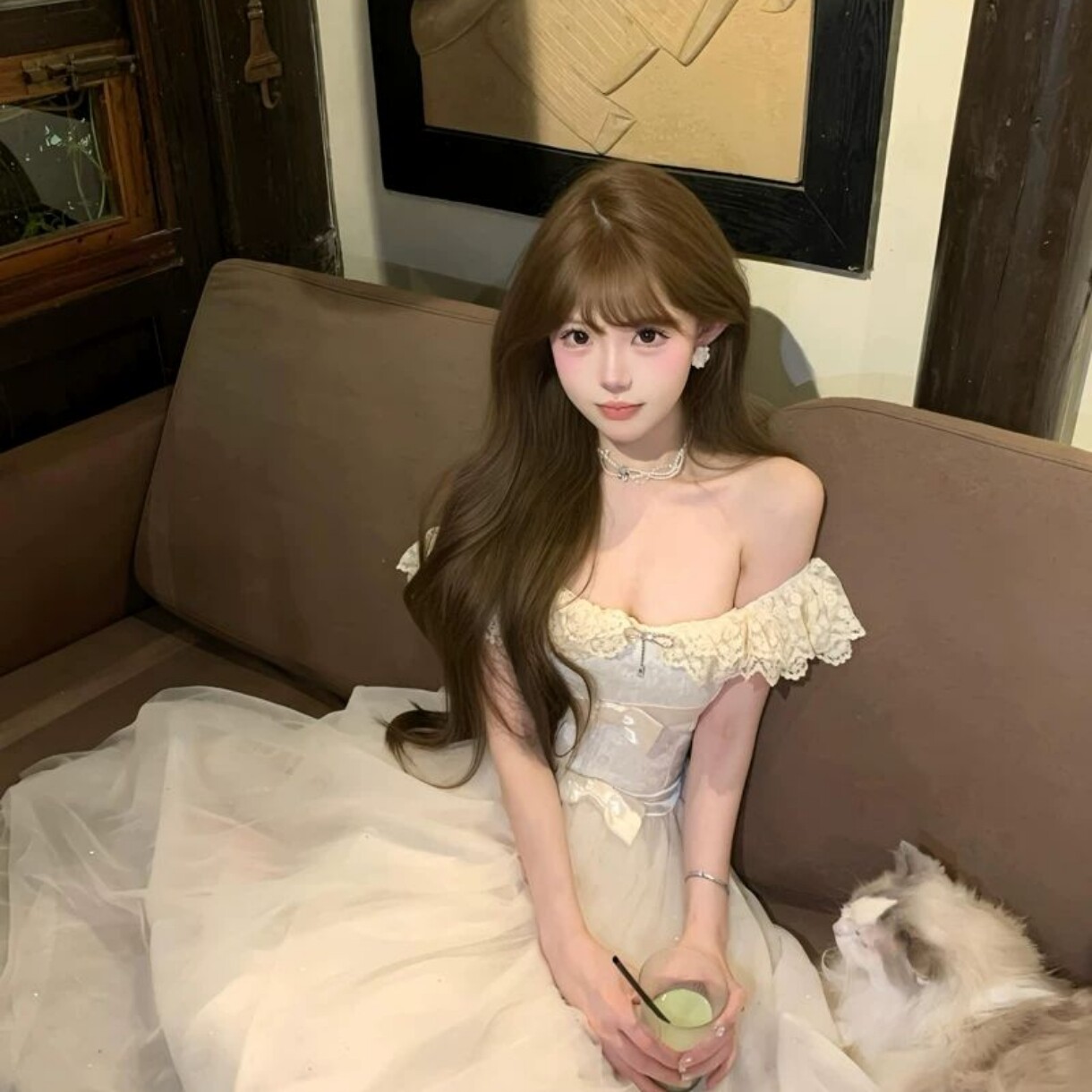 法式甜美富家千金连衣裙女夏季高级感初恋公主裙蝴蝶结网纱长裙子
