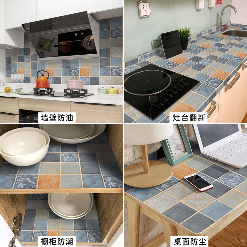 家用防油贴纸欧式灶台防水自粘耐高温加厚卫生间墙体防潮翻新墙贴