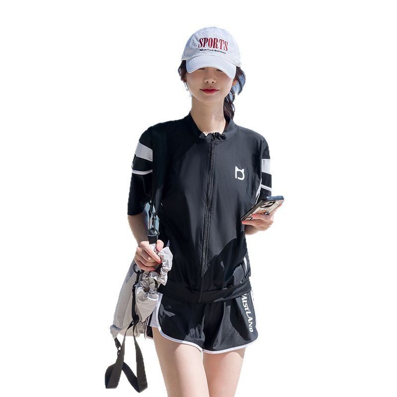 2026新款韩版清纯可爱学生泳衣女运动款背心外套四件套装沙滩度假