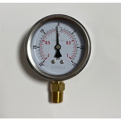 -30~+15psi -1~+1bar压力真空表62-68mm Y60 铜螺纹ZG1/4