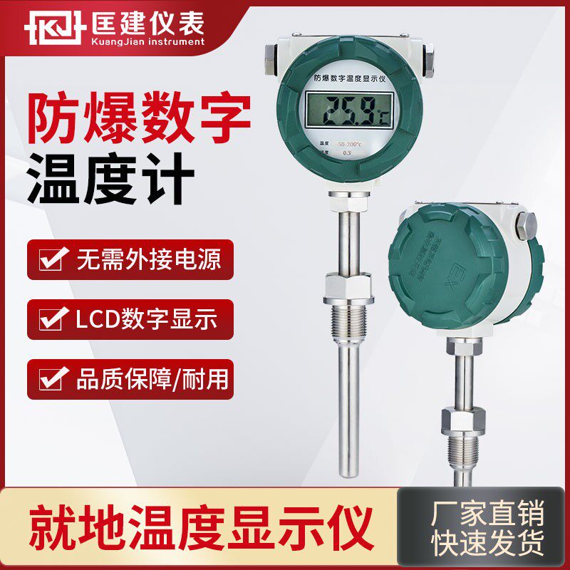 防爆数显高精度一体化温度计就地温度显示仪电池供电热电阻温度表