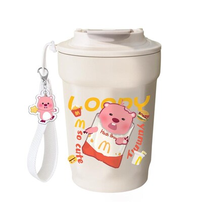 小海狸露比水杯女生高颜值咖啡杯大容量冷热保温杯可爱loopy杯子