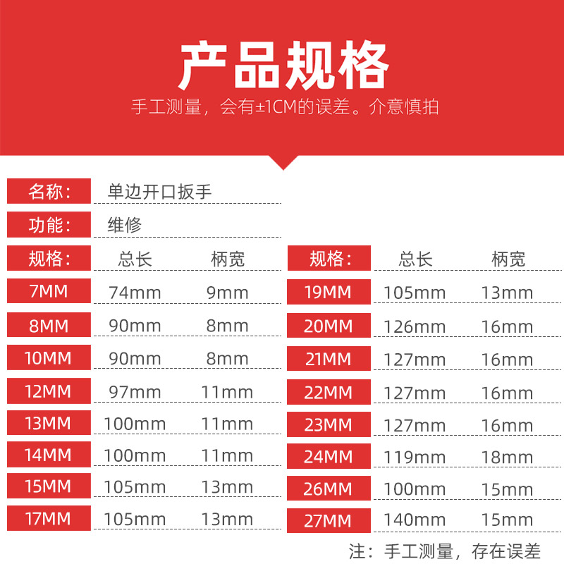简易小扳手家具家电超薄型开口单头呆扳手迷你铁片冲压外六角扳手