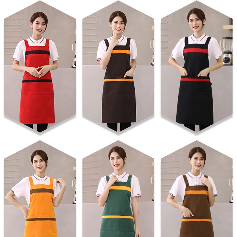 围裙定制logo三件套装超市水果店时尚工作服女餐饮服务员订做印字