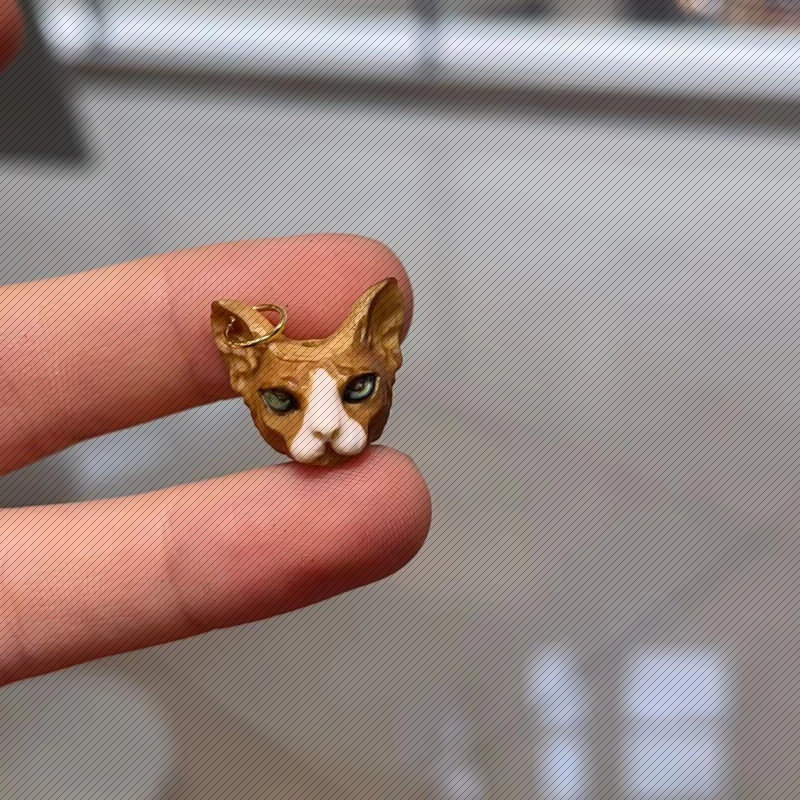鹿根付无毛猫手工彩绘散珠文玩配饰DIY串珠手链卡通配件配饰散珠