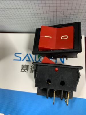 罗山船型开关砂轮机台钻开关红色不带灯6A 220V HJ3-10/2 40*26mm