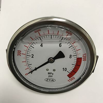 轴向偏心带支架耐震压力表 YN-100Z-u 压力10mpa 1500psi 直径100