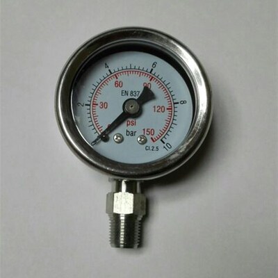 小不锈钢压力表 直径41mm 压力0~10bar/150psi 径向 螺纹zg1/8