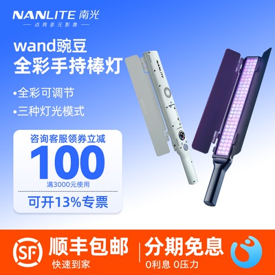 Nanlite南光wand豌豆手持LED棒灯双色温RGB全彩便携户外夜景人像短视频摄影直播氛围补光灯电池充电宝供电