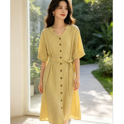 101B3007拉夏家 夏季收腰气质百搭显瘦艺术连衣裙