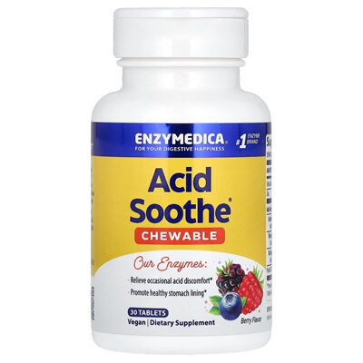 Enzymedica酸舒缓咀嚼片浆果味Acid Soothe咀嚼片浆果味与