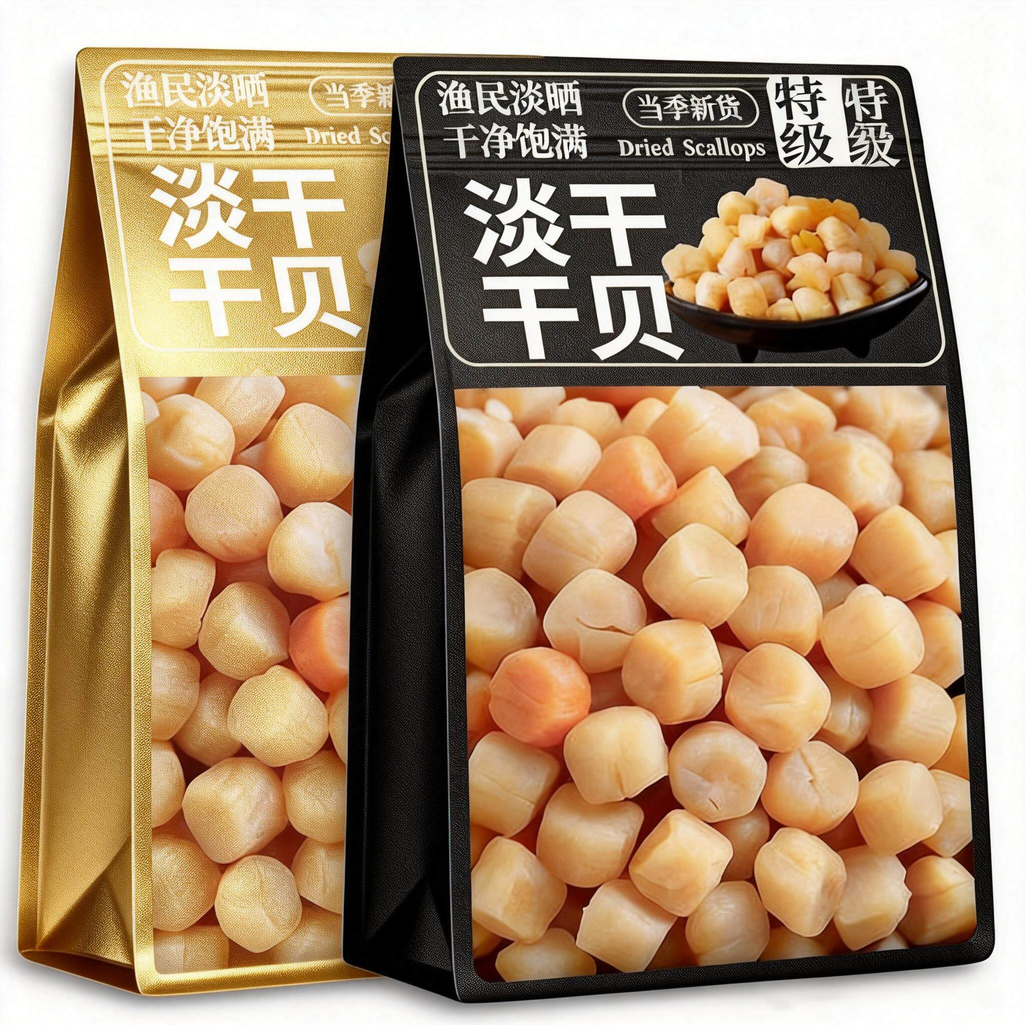 特级干贝瑶柱干货500g海鲜煲汤煮粥新货淡干扇贝肉海产品孕妇可吃