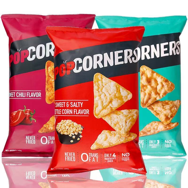 美国POPCORNERS玉米片噗噗哔波脆零食黑糖薯片膨化小吃142g
