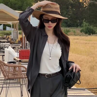 老邹真丝22姆米桑波缎女衬衫