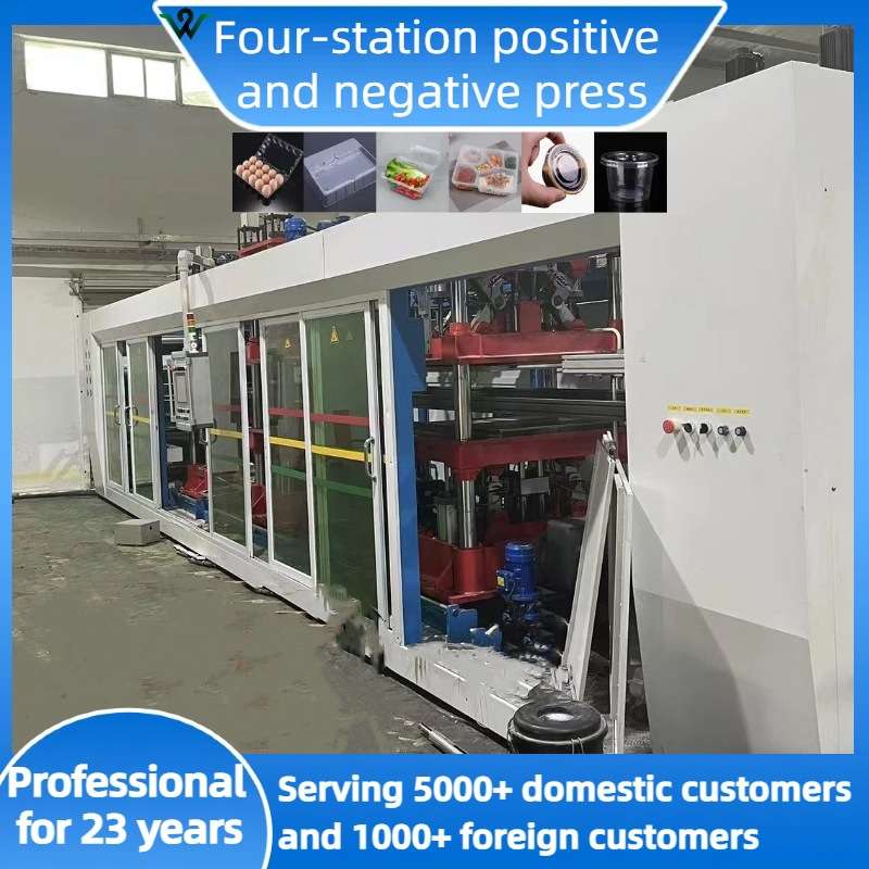 Four-station positive and negative pressure forming machine