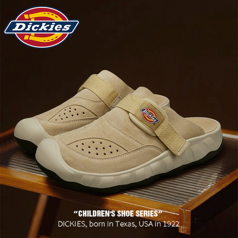 Dickies老钱风勃肯鞋男2026新款夏季轻奢休闲包头半拖鞋真皮男鞋