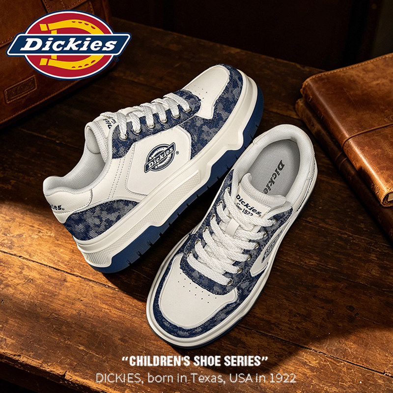 Dickies男鞋2026新款夏季透气休闲小白板鞋男士牛仔蓝面包鞋潮鞋