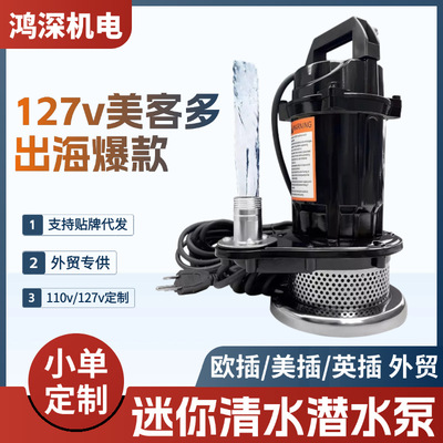 QDX外贸110v跨境不锈钢潜水泵小型农用清水泵WQD排污泵污水抽水泵