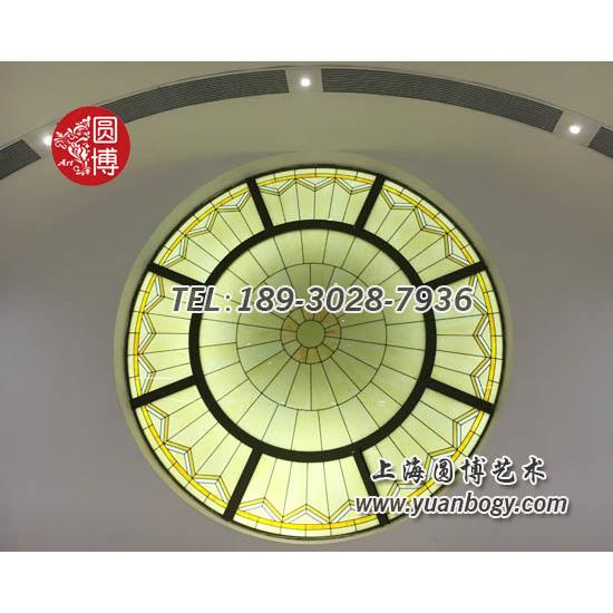 彩色玻璃穹顶彩色玻璃屏风创意彩绘玻璃穹顶蒂凡尼玻璃圆博玻璃