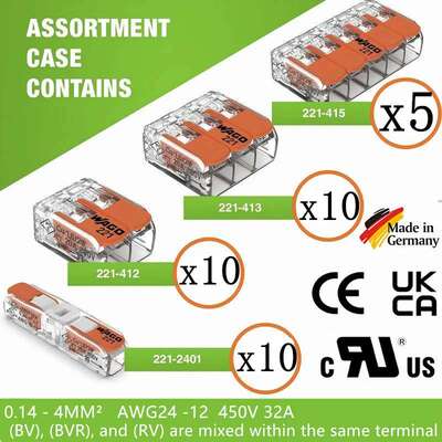 35PCS 221系列WA-GO连接器 10x221-2401/412/413 5x221-415 组合