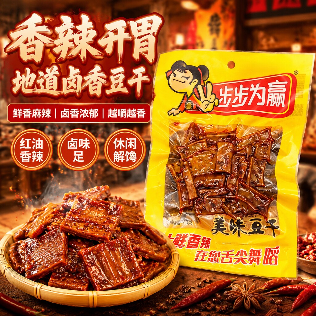 步步为赢美味豆干湖南长沙香干豆腐零食小吃休闲食品60g10大包装