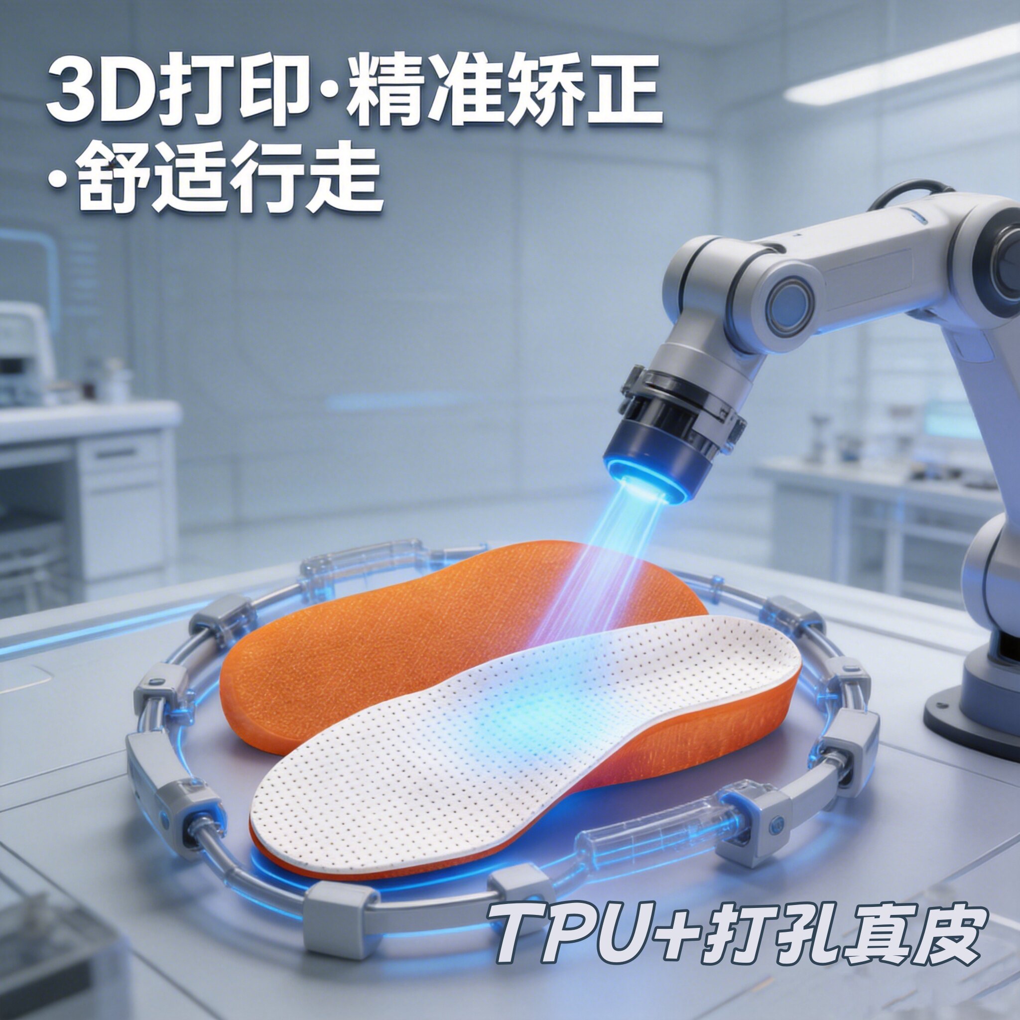 三维建模定制矫形鞋垫高足弓塌陷支撑走路缓冲防滑康复专用垫