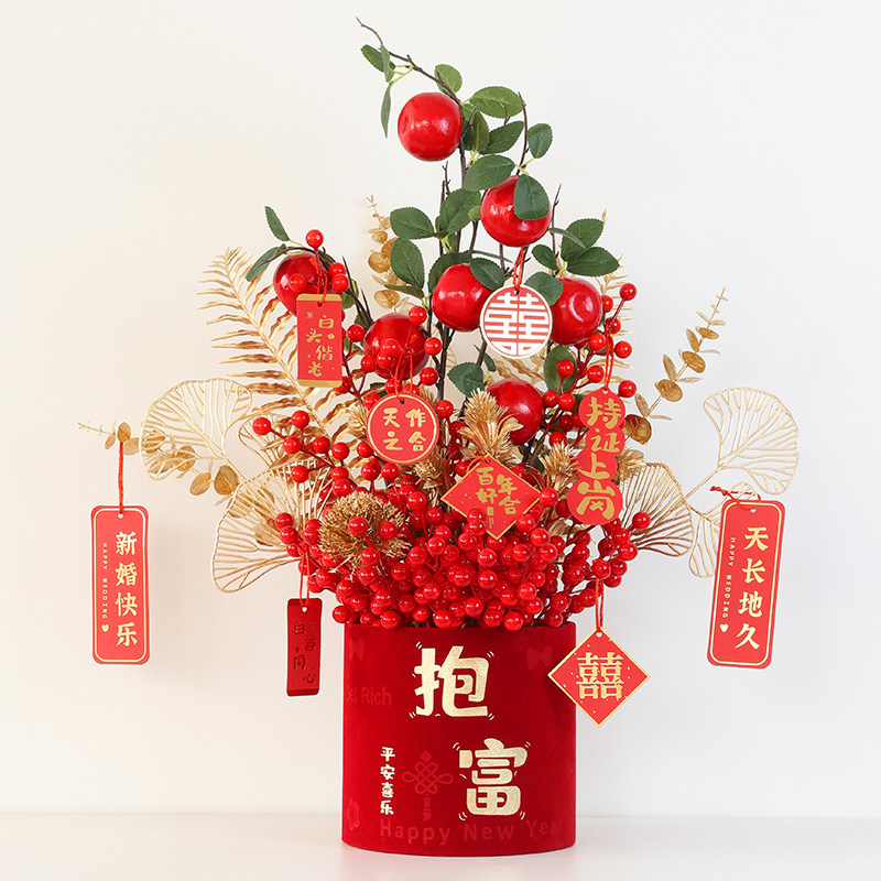 乔迁之喜新居进新房搬家入宅仪式用品客厅福桶摆件开业新婚年宵花