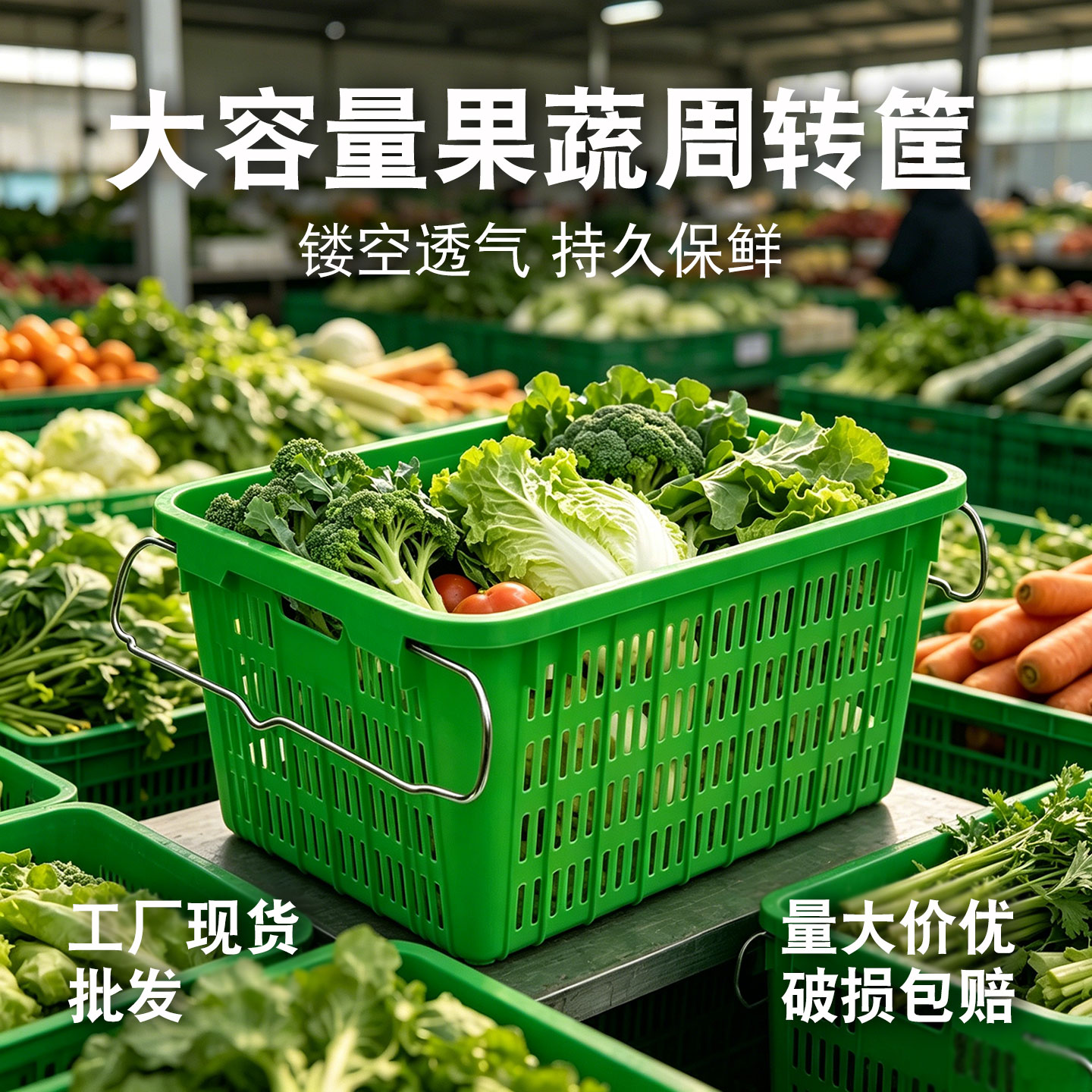 大号果蔬采收筐加厚水果蔬菜周转筐塑料长方形快递生鲜超市胶框子