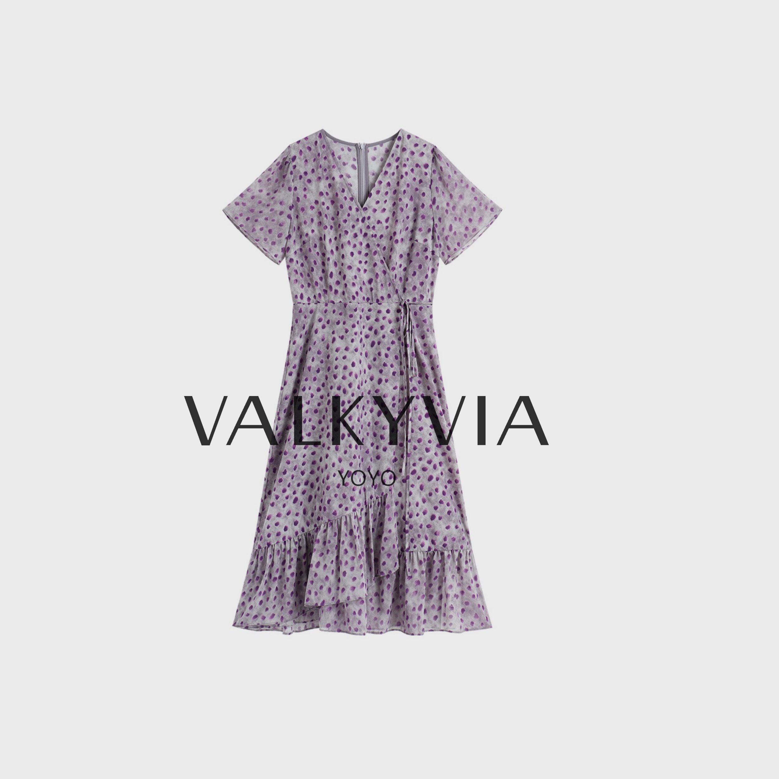 【Valkyvia/悠悠奢品】夏季波点提花收腰显瘦气质大摆连衣裙S3312
