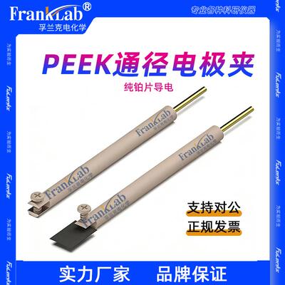 Franklab PEEK通径铂片电极夹/工作电极/可夹持碳纸碳布ITO