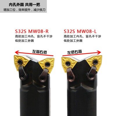 双头车刀杆S25R-MCLN12-L/S32R-MW08-R 95度内孔镗孔刀杆不含刀片