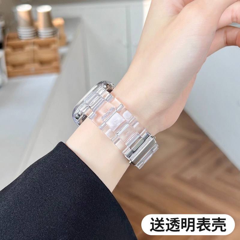 适用iwatch苹果手表带透明树脂8/s7高级654321新款腕带创意小众se_虎窝淘