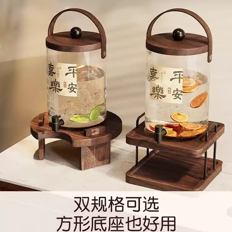 新款玻璃冷水壶中古风带龙头大容量耐高温家用凉水壶果茶饮料桶