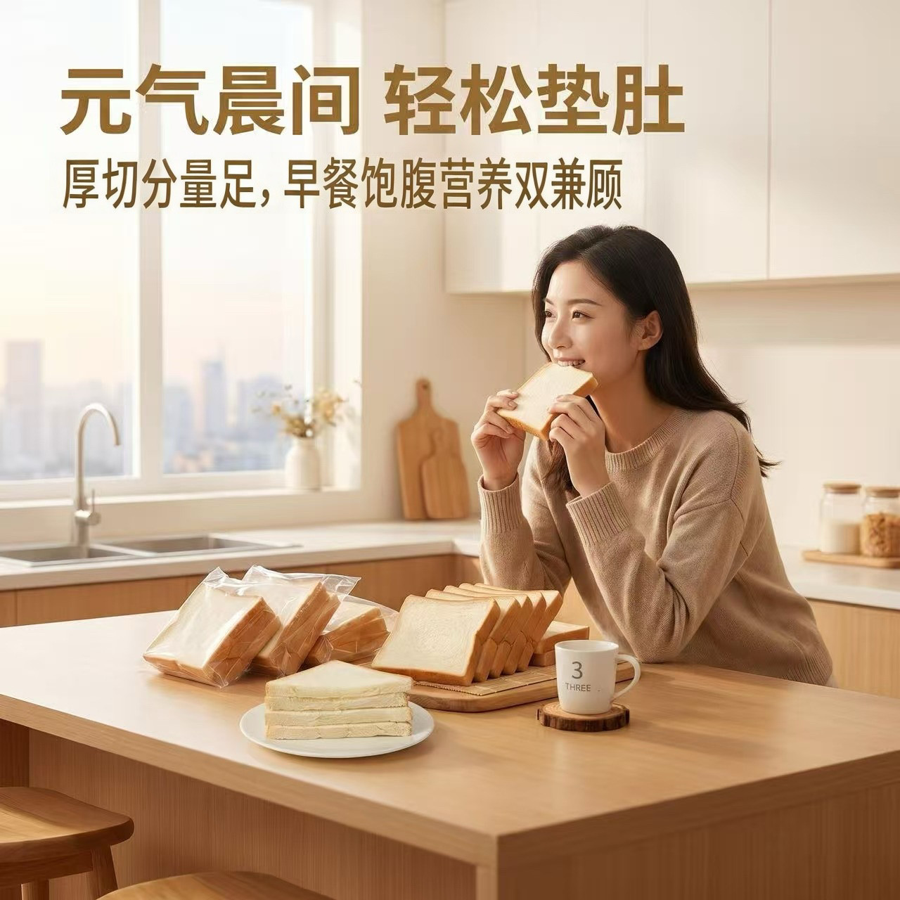 厚切吐司方包三明治专用面包烘焙咖啡店摆摊商用原料轻食早餐