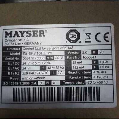 品质保障德国mayser继电器24VDC - 2NO+1NC  SG-EFS 104/2W