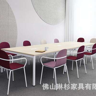 RIK-TA会议台里克会议桌板式会议台钢木结构会议桌钢脚架带上线槽