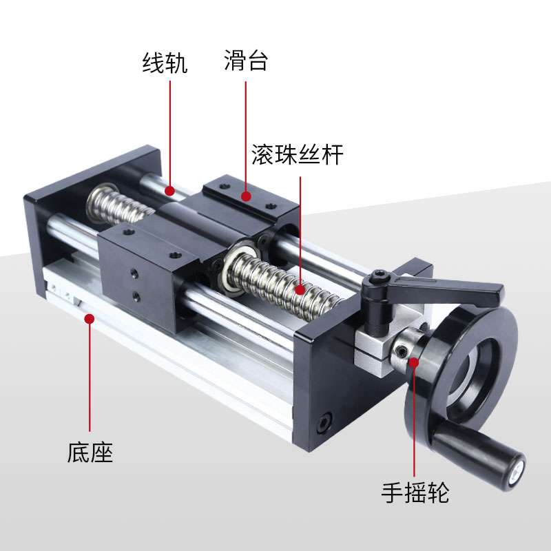 6E3X80双光轴滑台模组手摇手动款EBX滚珠丝杆十字直线导轨升降台