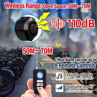 Anti-theft 110db Wireless Remote Control Bike Alarm with cat