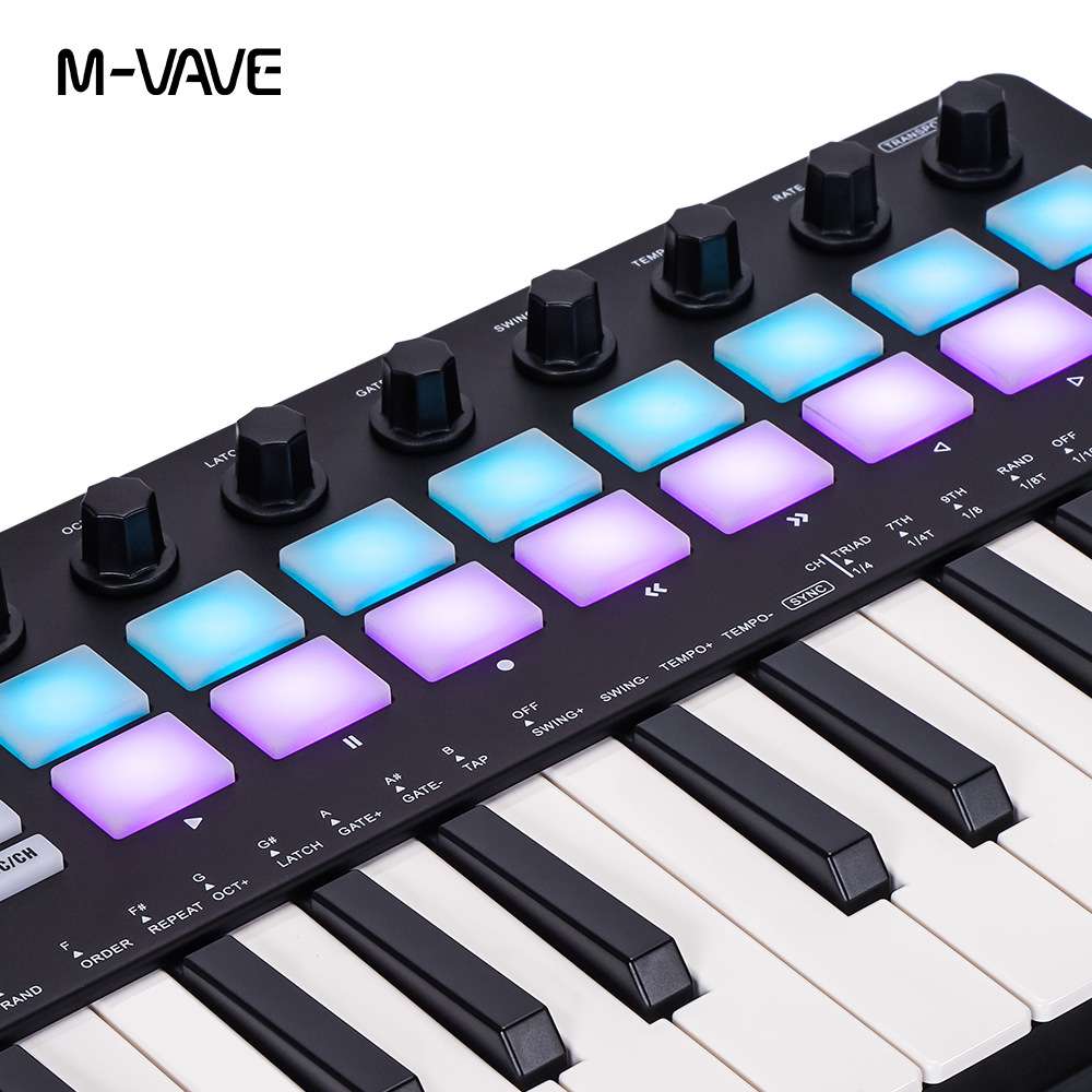M-VAVE SMK-25Ⅱ MIDI键盘 控制器 便携编曲键盘 RGB打击垫键盘