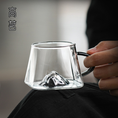 玻璃小茶杯带把品茗杯单只待客茶杯客人杯喝普洱茶创意小杯子精致