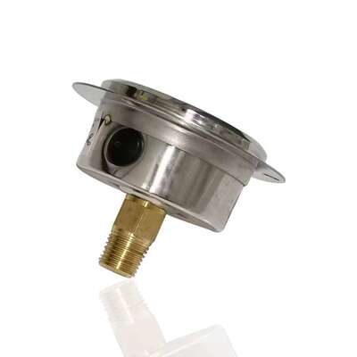 不锈钢水压表气压表耐震压力表充油轴向带边YBN50ZT 10bar/150psi