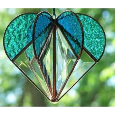 cMulti-sided Heart Colourful Decoration跨境合金爱心彩虹挂饰