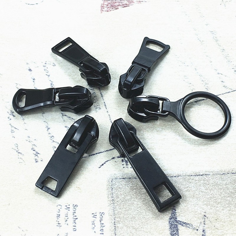 5号7号反装拉链头尼龙反面拉头衣服黑色防风防水拉锁头加厚拉片