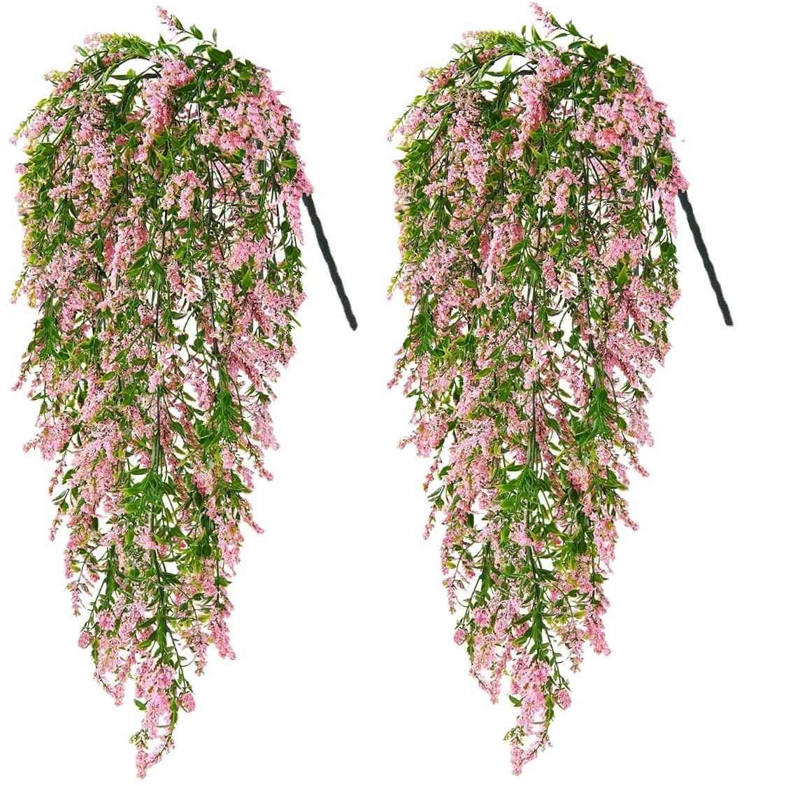紫藤仿真花假花藤条塑料花吊顶装2脚麦穗泡沫薰衣草绿藤蔓