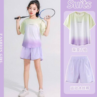 moodytiger儿童运动T恤夏季冰丝服速干衣短袖大童女童t夏装女孩20