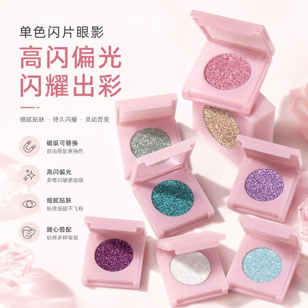 WOSUPRE【爆闪】单色眼影偏光亮片爆闪珠光眼妆细闪高光便携眼影