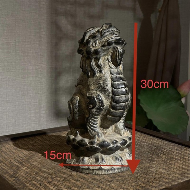 山西青石仿古石雕瑞兽莲花座朝天吼中式复古会所居家收藏摆件装饰
